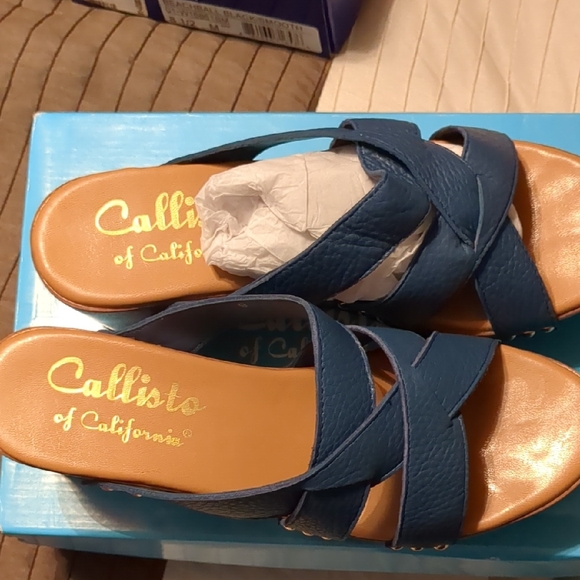 Callisto | Shoes | Callisto Blue Sandals Crisscross Slide Style | Poshmark